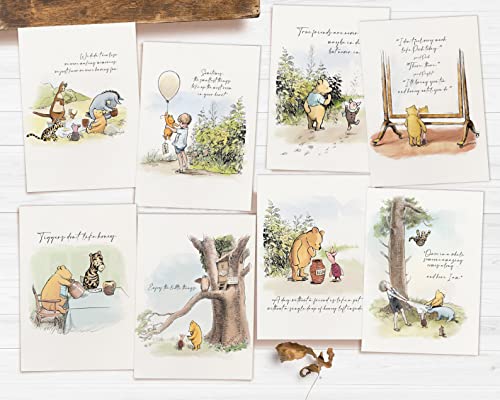 Watercolor Winnie Wall Print With Classic Quotes 5x7 Inch Cute Pooh Baby Shower Decorations Centerpieces For Tables Adorable For Pooh Bee Bear Birthday Party Supplies