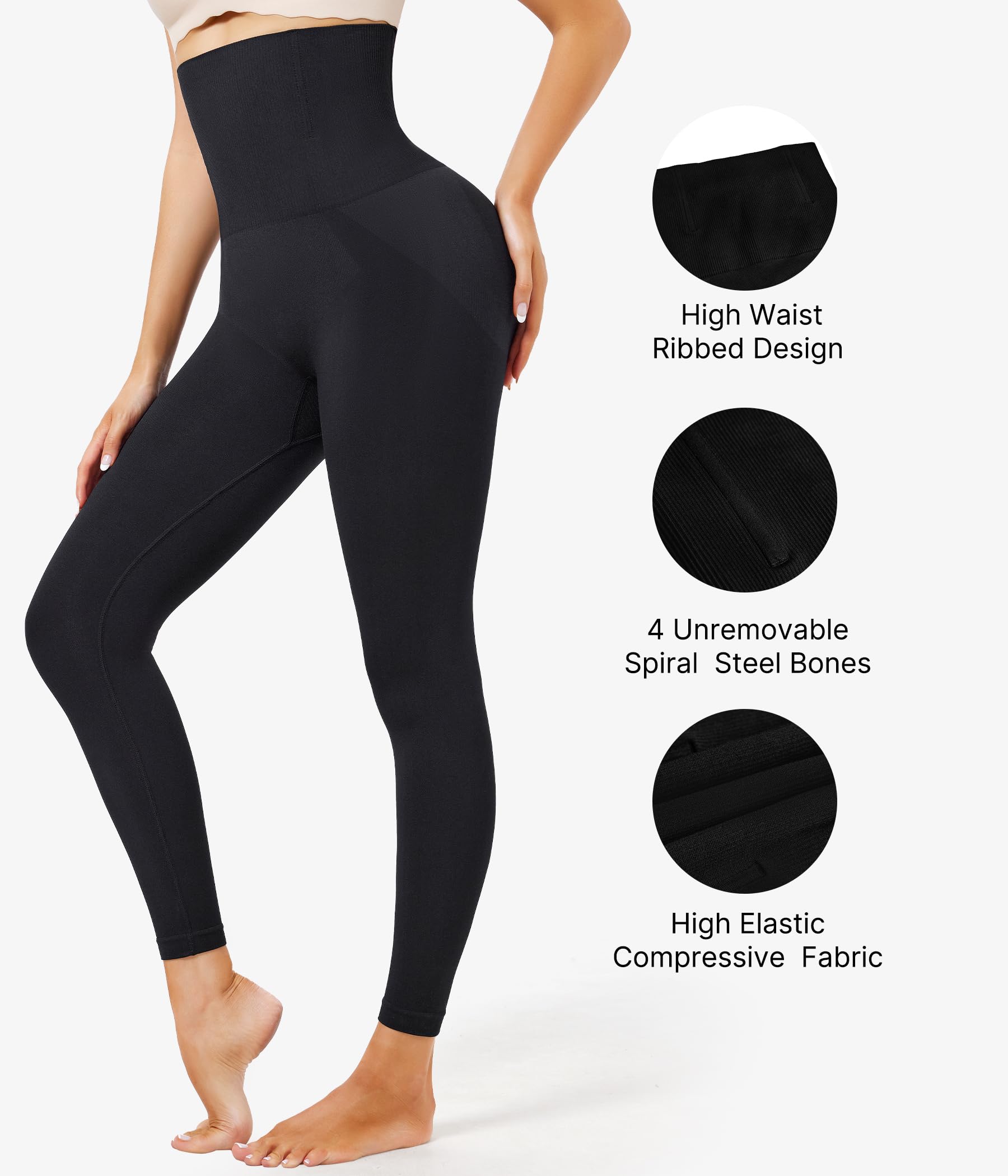 Nebility Shapewear Tummy Control High Waisted Body Shaper for Women Thigh Slimmer Butt Lifting Shapewear (Black,XL)