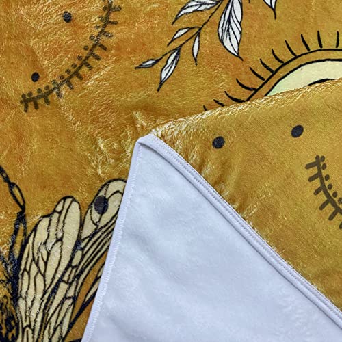 ETSKOM Bee Blanket Super Soft Yellow Evil Eye Fleece Throw Blanket for Adults Kids, Warm Throw and Blanket for Sofa Couch Bed Cars 59 * 39in