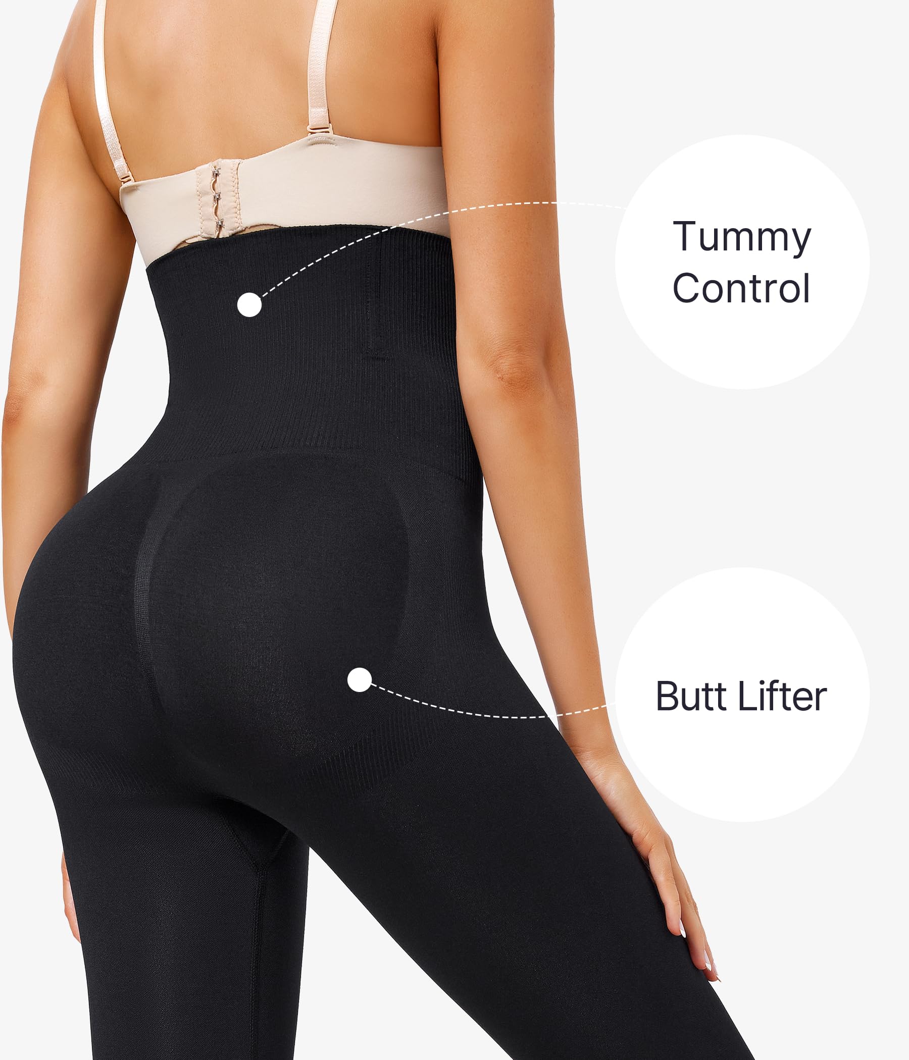 Nebility Shapewear Tummy Control High Waisted Body Shaper for Women Thigh Slimmer Butt Lifting Shapewear (Black,XL)