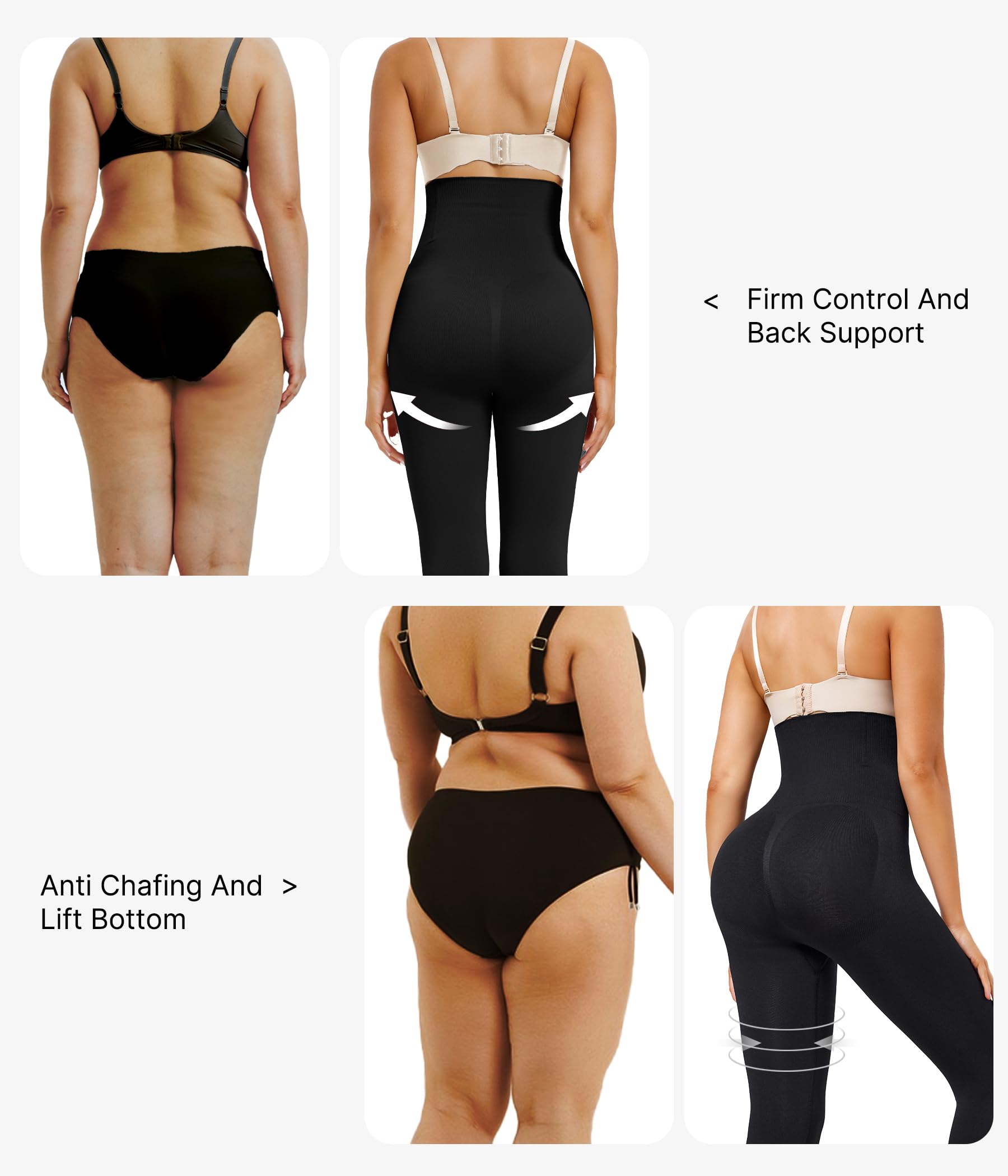 Nebility Shapewear Tummy Control High Waisted Body Shaper for Women Thigh Slimmer Butt Lifting Shapewear (Black,XL)