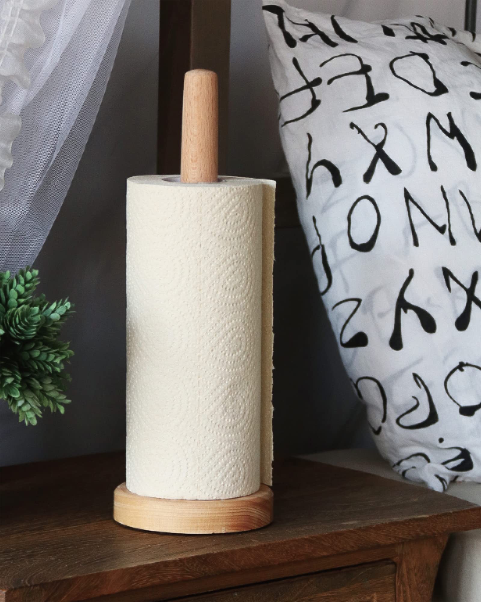 CHAUNCEY HOME Wooden Paper Towel Holder - Kitchen Paper Hanger Rack Bathroom Towel Roll Stand Organizer Simply Standing Countertop Paper Roll Holder