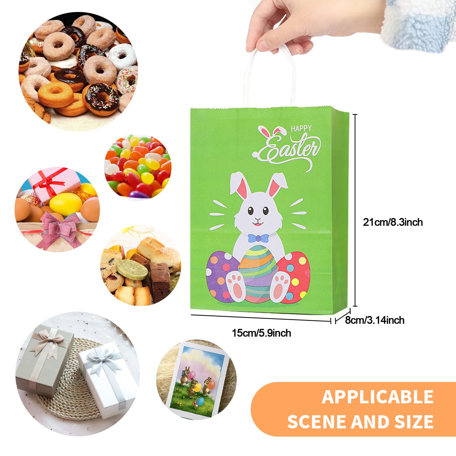 GonLei 16Piece Easter Gift Bag,Bulk Easter Gift Bags Small Size, Easter Paper Bag For Kids Egg Hunting Game Party Gift Wrapping,Easter Basket 4 Styles,Easter Party Supplies