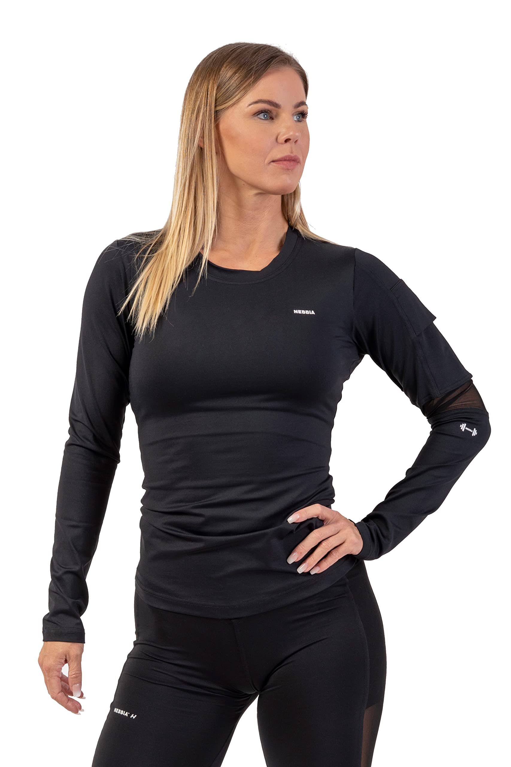 NEBBIA Long Sleeve Smart Pocket Sporty Top 418 Black