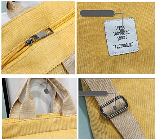 Women's Retro Large Size Canvas Shoulder Bag Corduroy Hobo Crossbody Handbag Casual Tote Purse