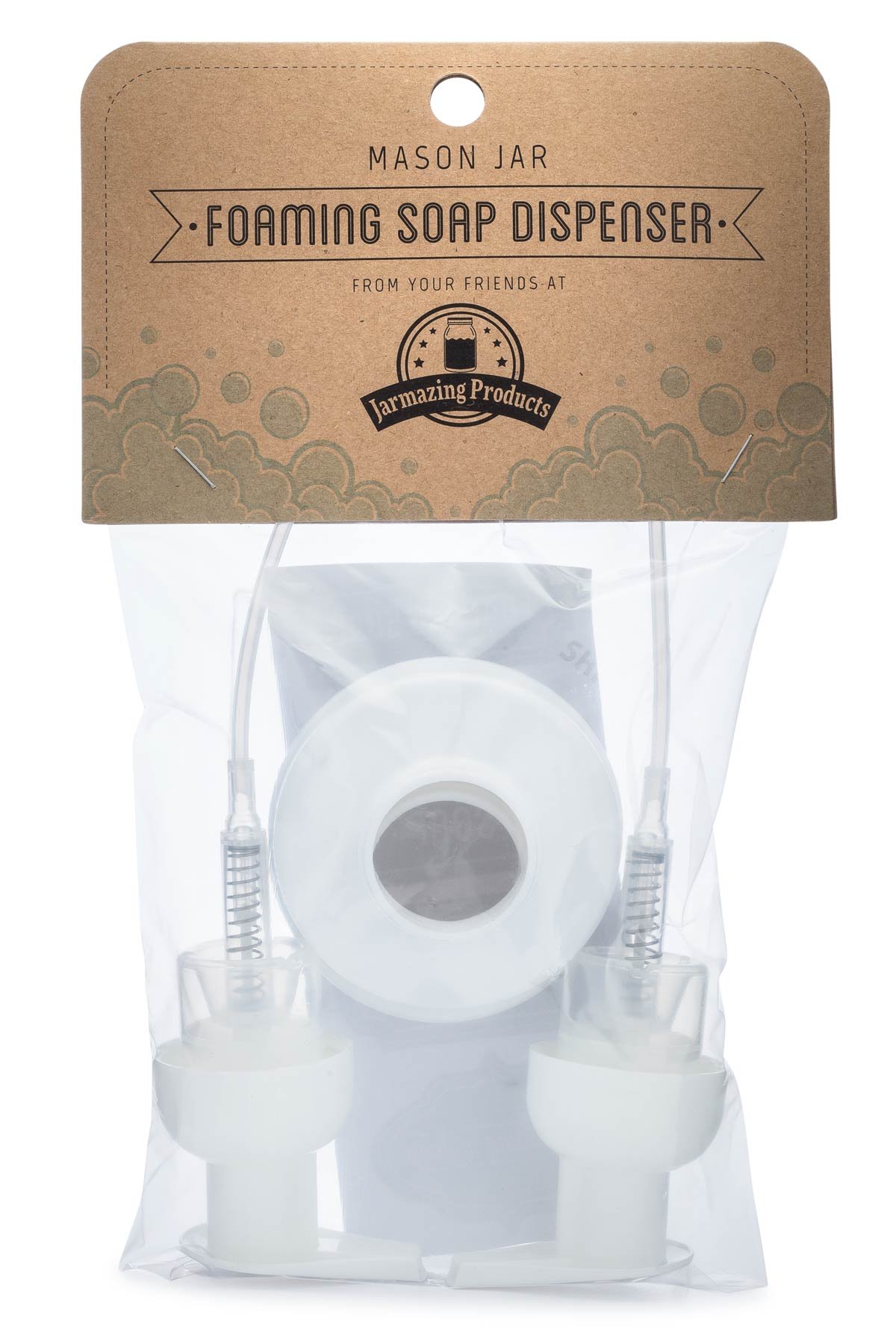 Jarmazing Products Mason Jar Foaming Soap Dispenser Lids - Includes Waterproof Stickers! - White - 2 Pack