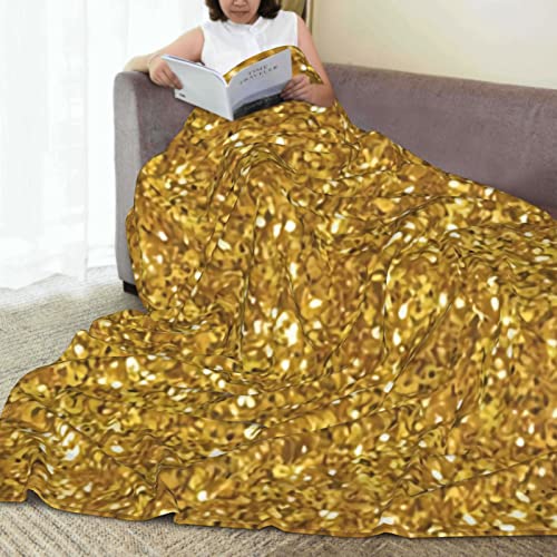 Filled with Shiny Gold Glitter Blanket Throw Blanket Fleece Blankets Fuzzy Sherpa for Couch Bed Sofa Women Super Soft Cozy Fluffy Warm Plush Comfy Lap