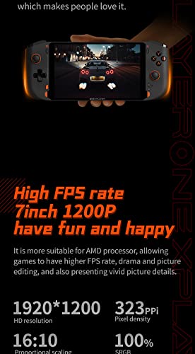 QUJUSO OnexPlayer Mini Pro 7" Handheld Game Console Portable PC Mini Laptop UMPC Win 11 AMD Ryzen 7 6800U 16GB LPDDR4 RAM/512GB NVMe M.2 SSD 1920 *1200 Display Screen(Black)