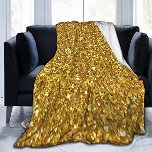 Filled with Shiny Gold Glitter Blanket Throw Blanket Fleece Blankets Fuzzy Sherpa for Couch Bed Sofa Women Super Soft Cozy Fluffy Warm Plush Comfy Lap
