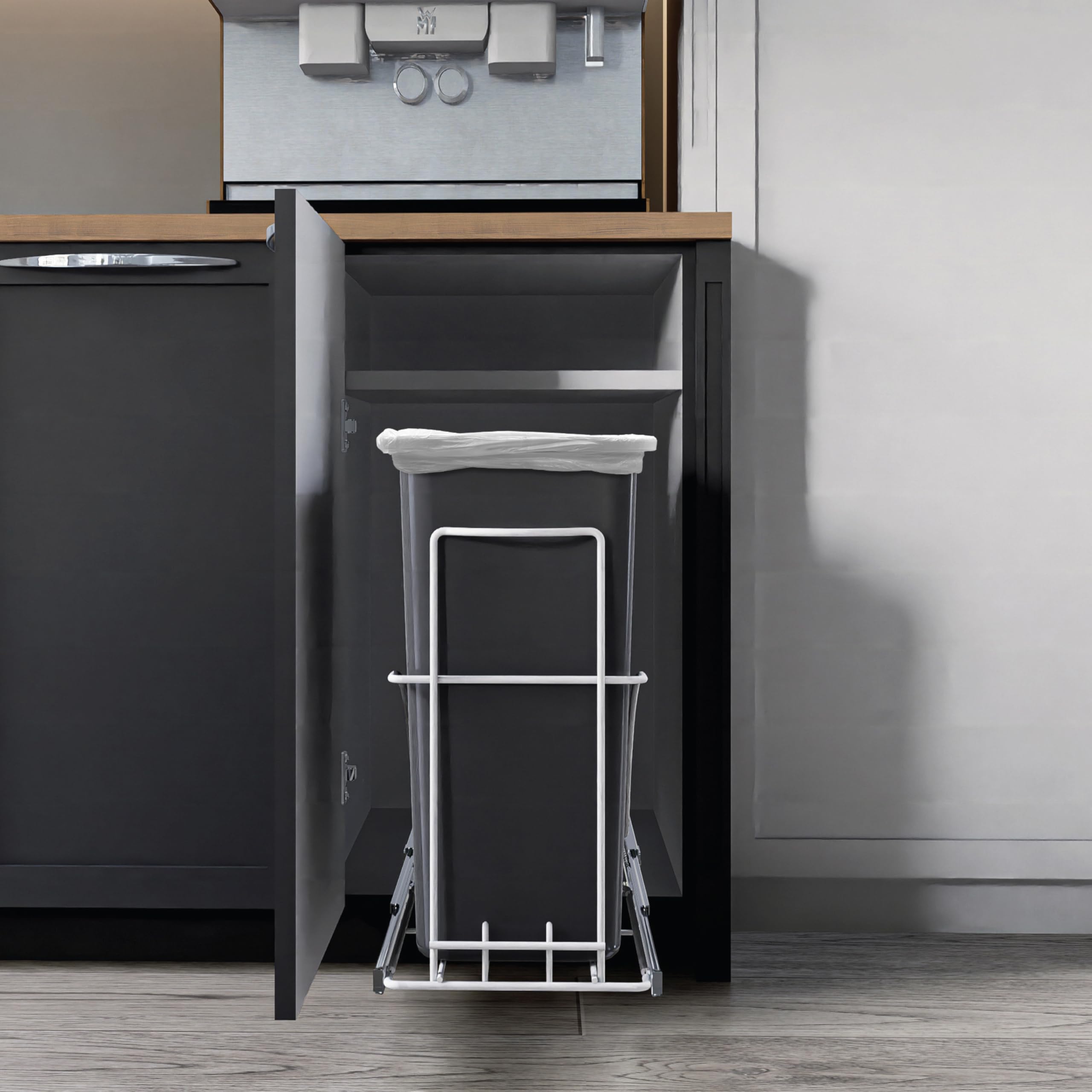 Home Zone Living 7.6 Gallon Pull Out Trash Can, Under Cabinet Design, 29 Liter Capacity