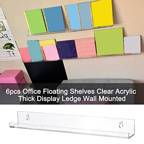 Acrylic Floating Shelves Display Ledge, 6pcs Clear Wall Display Shelf - Invisible Shelf Wall Ledge Bookshelf - Wall Mounted Storage Shelf for Kitchen/Bathroom/Office, Spice Rack