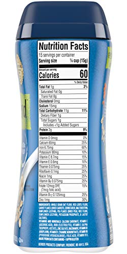Gerber 2nd Foods Power Blend Cereal For Baby, Probiotic, Oatmeal, Lentil, Carrots & Peas, With Whole Grains & Plant Protein, 8 OZ Canister (Pack of 3)