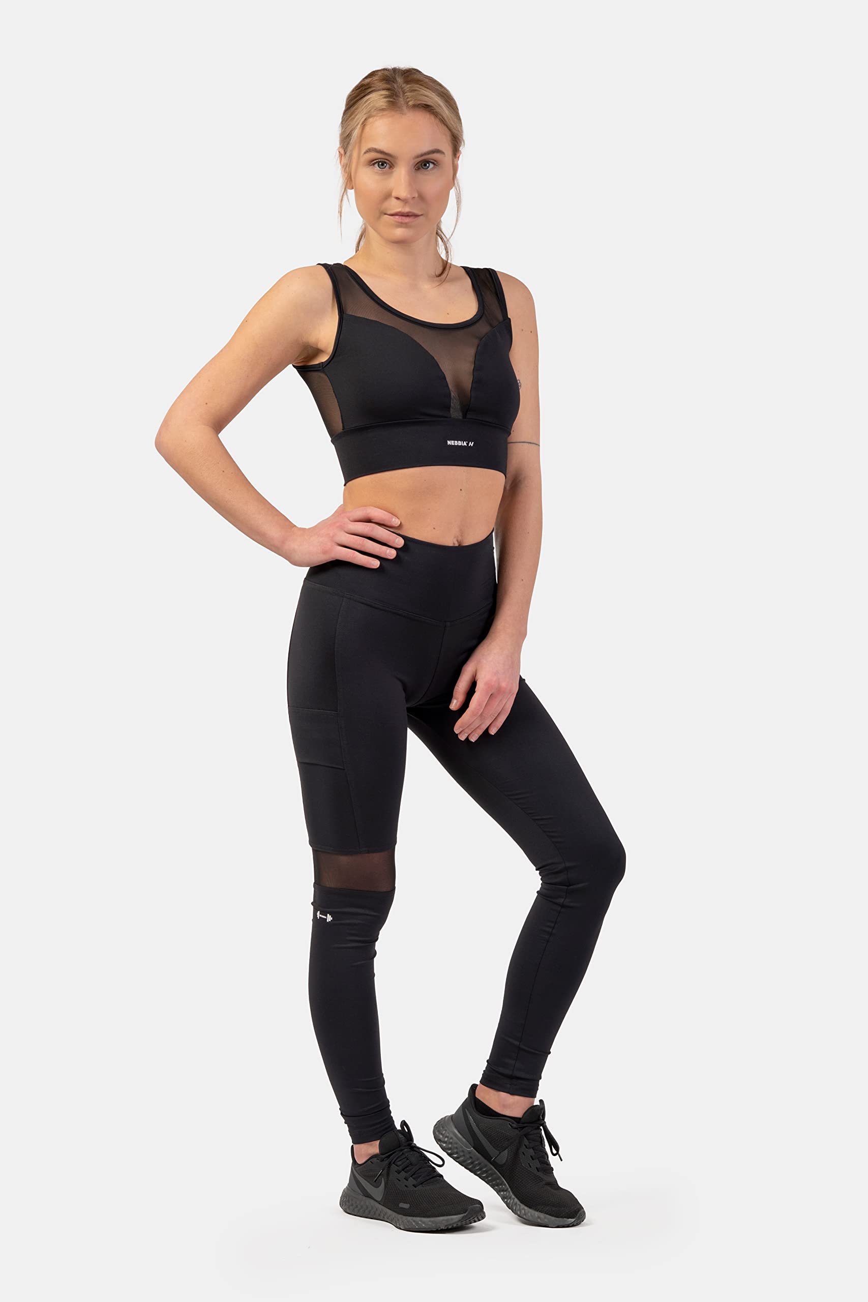 NEBBIA Black Mesh Design Breathe Sports Bra 412