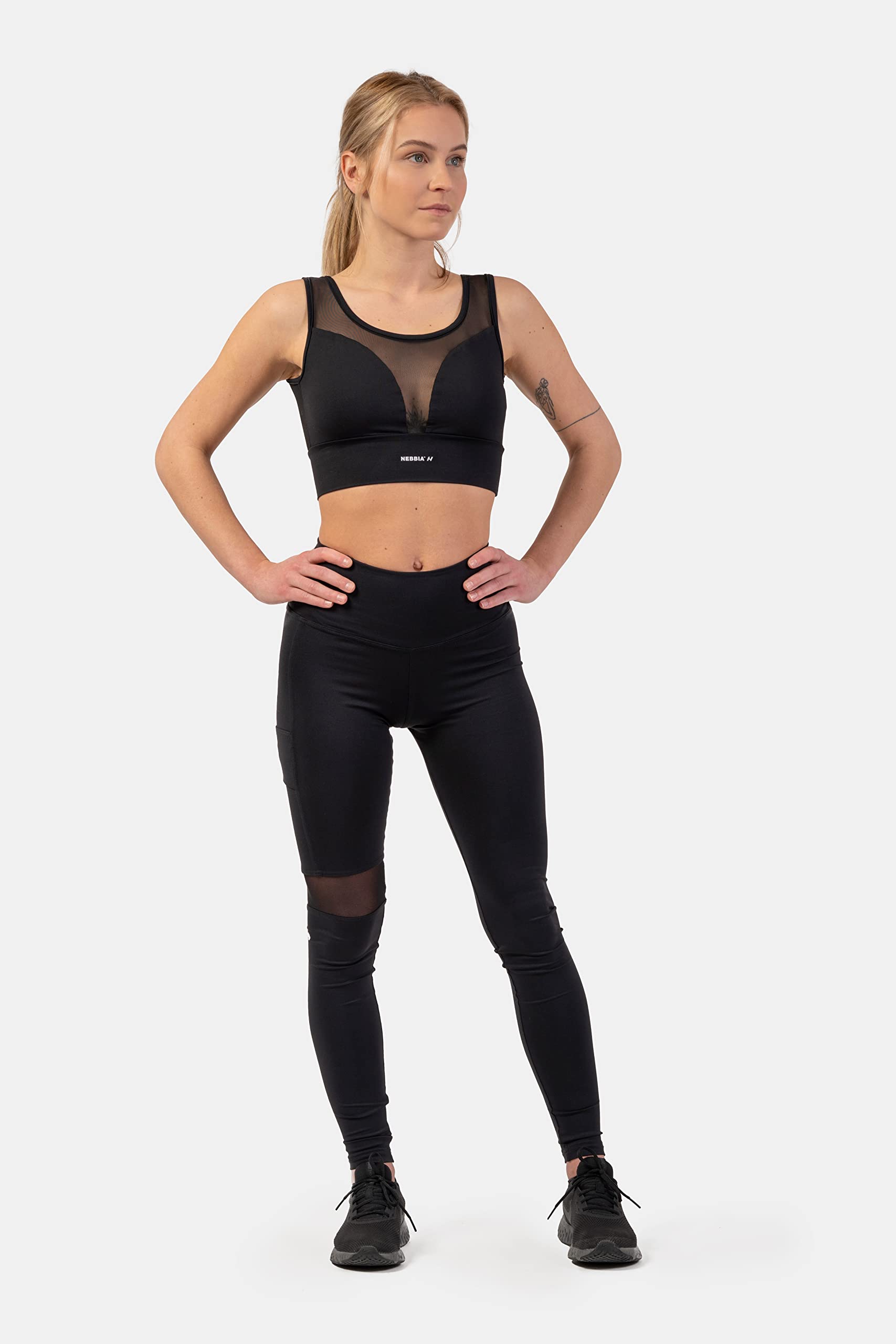 NEBBIA Black Mesh Design Breathe Sports Bra 412