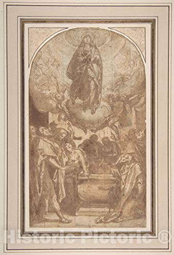 Historic Pictoric Art Print : Cesare Nebbia - The Assumption of The Virgin : Vintage Wall Décor : 16in x 24in