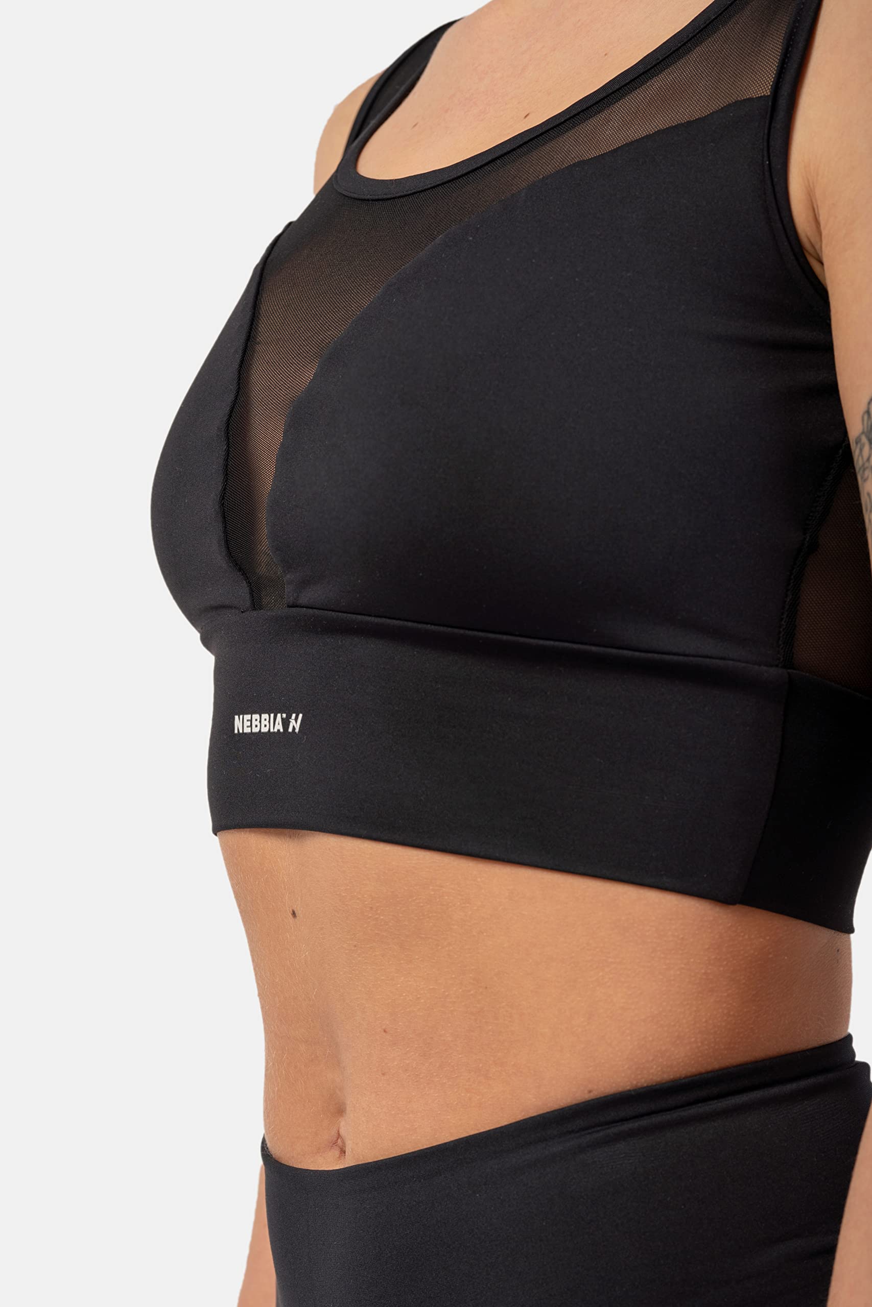 NEBBIA Black Mesh Design Breathe Sports Bra 412