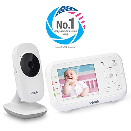 VTech Video Baby Monitor with 1000ft Long Range, Auto Night Vision, 2.8β Screen, 2-Way Audio Talk, Temperature Sensor, Power Saving Mode, Lullabies and Wall-mountable Camera with bracket, White