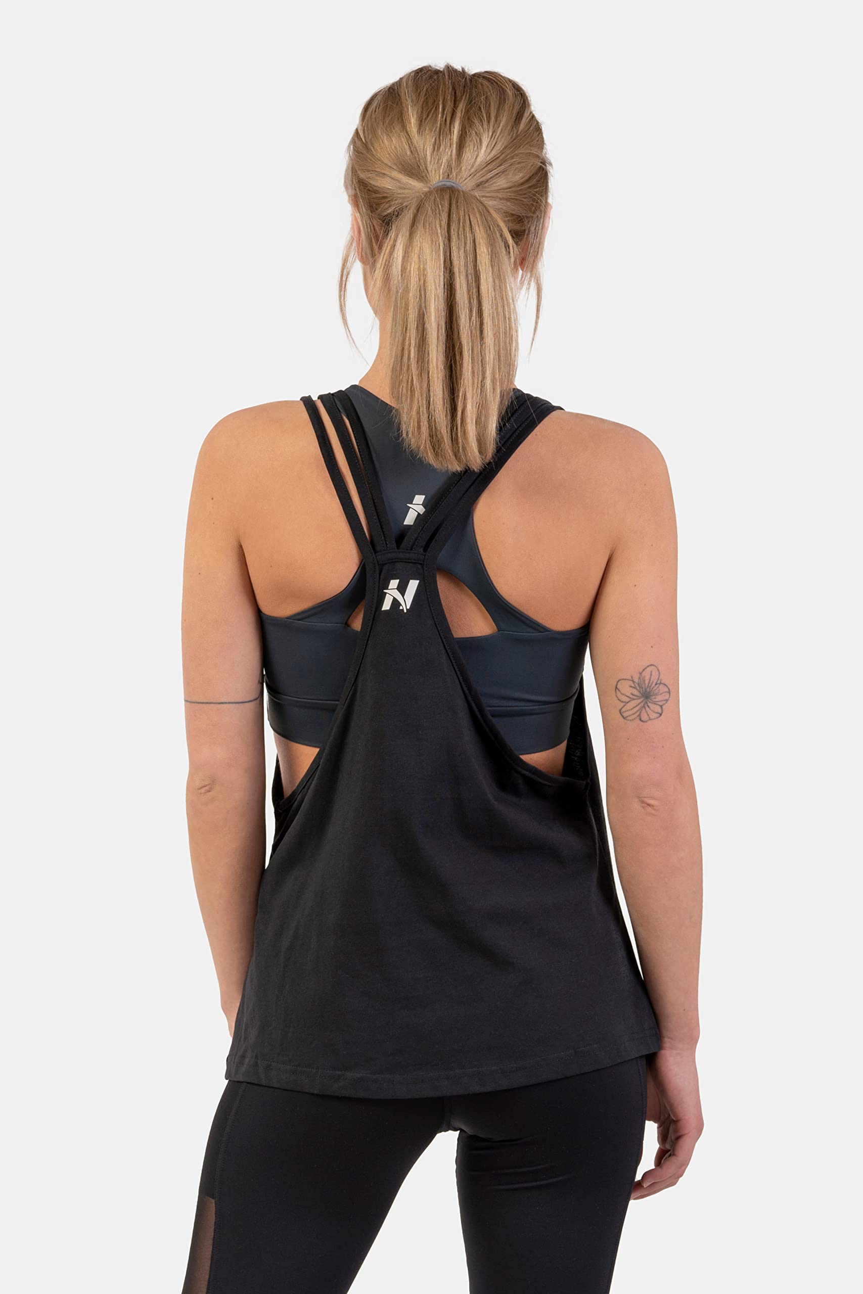 NEBBIA Sleeveless Loose Cross Back Feeling Good Tank Top 419 Black