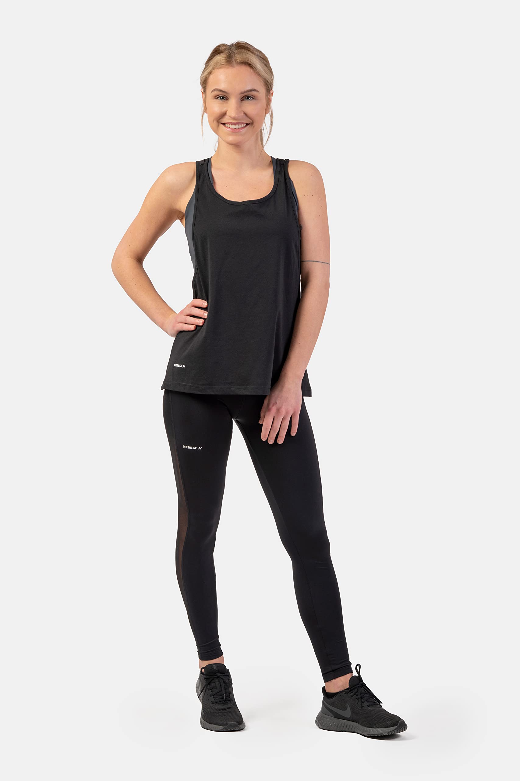 NEBBIA Sleeveless Loose Cross Back Feeling Good Tank Top 419 Black