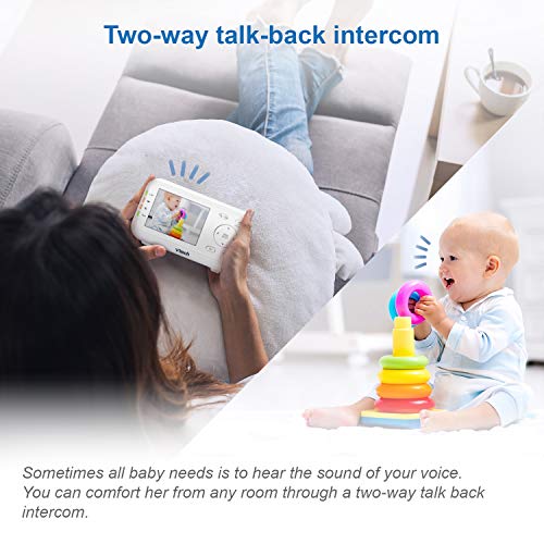 VTech Video Baby Monitor with 1000ft Long Range, Auto Night Vision, 2.8β Screen, 2-Way Audio Talk, Temperature Sensor, Power Saving Mode, Lullabies and Wall-mountable Camera with bracket, White