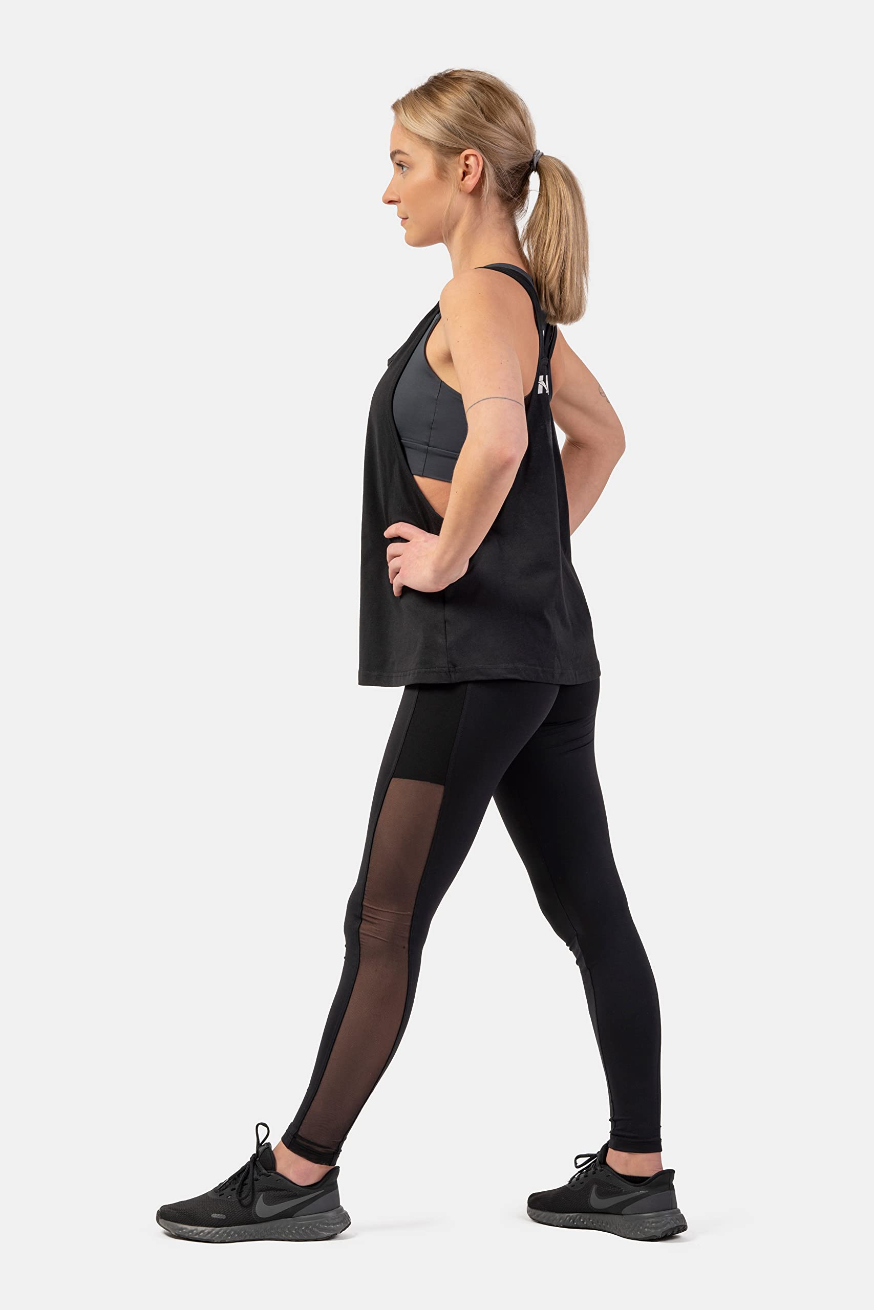 NEBBIA Sleeveless Loose Cross Back Feeling Good Tank Top 419 Black