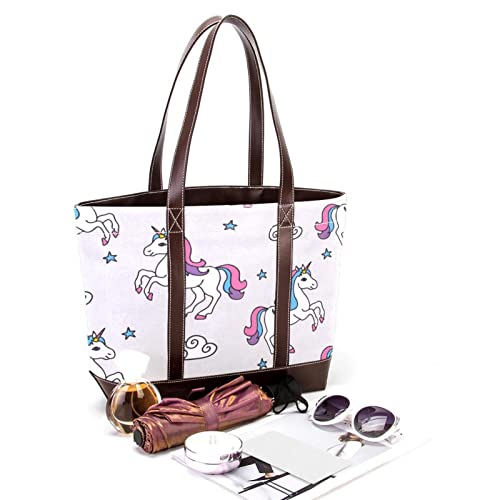Star Unicorn Tote Bags Large Leather canvas Purses and Handbags for Women Top Handle Shoulder Satchel Hobo Bags