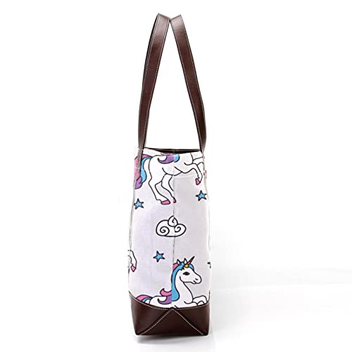 Star Unicorn Tote Bags Large Leather canvas Purses and Handbags for Women Top Handle Shoulder Satchel Hobo Bags