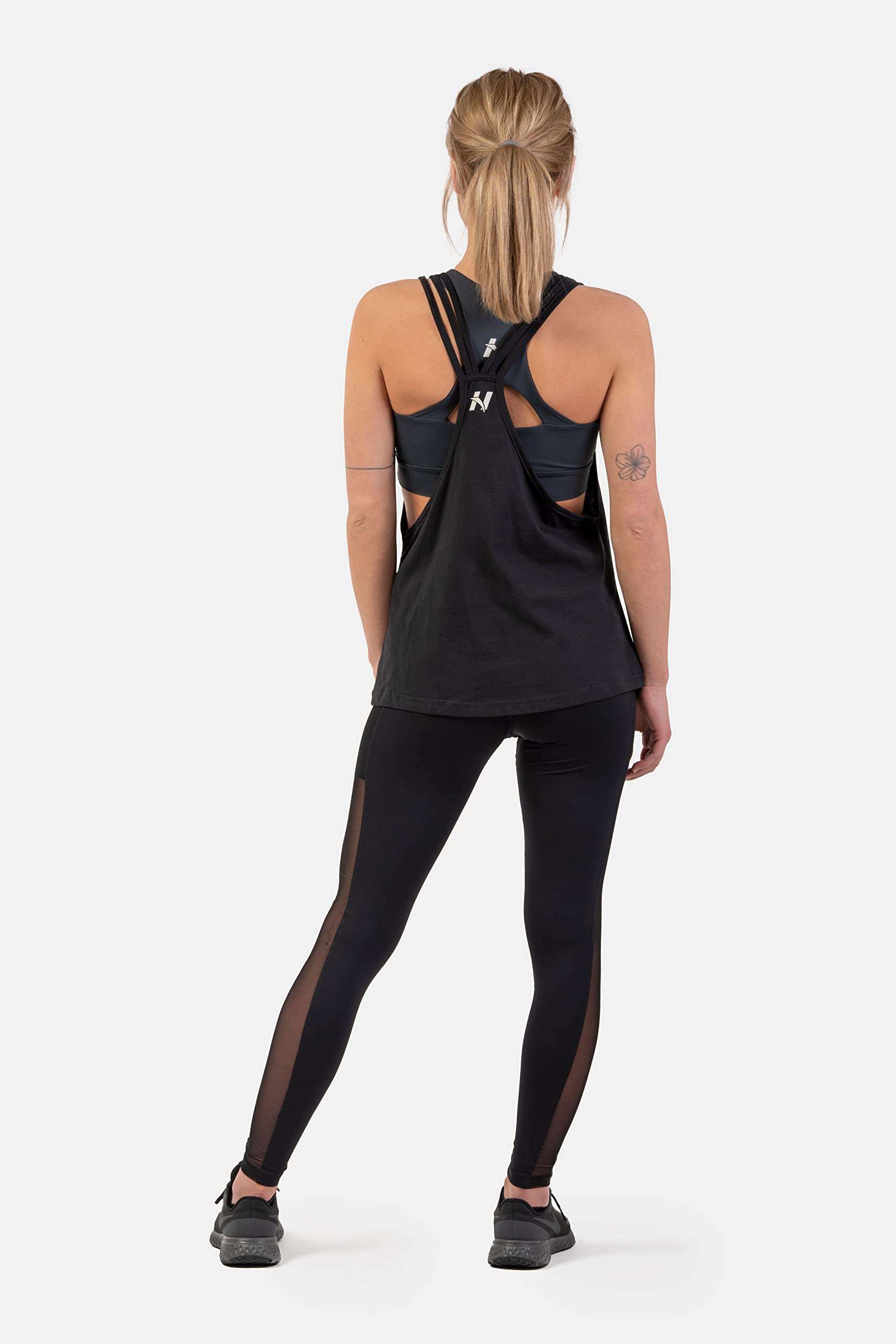 NEBBIA Sleeveless Loose Cross Back Feeling Good Tank Top 419 Black