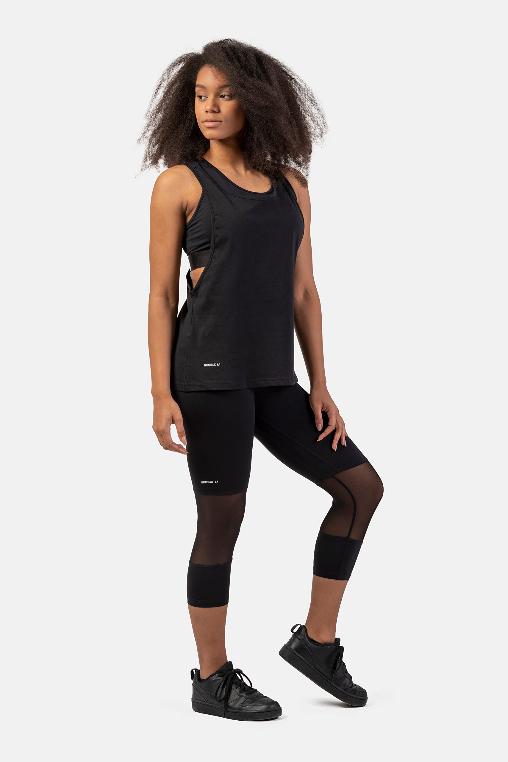 NEBBIA Sleeveless Loose Cross Back Feeling Good Tank Top 419 Black