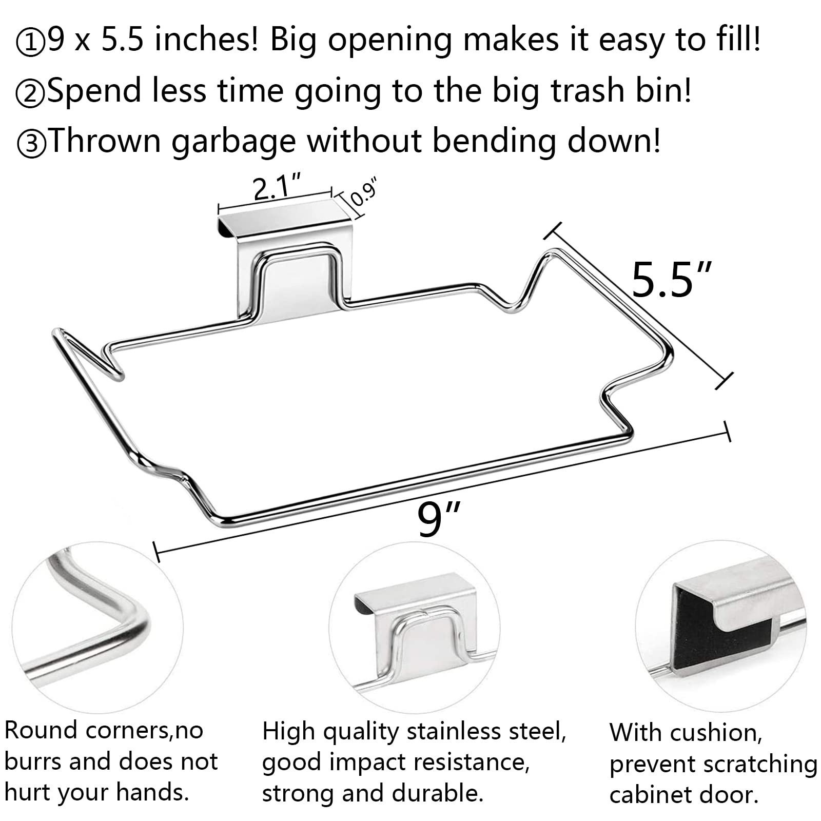 OYSIR Large Stainless Steel Trash Bag Holder for Kitchen Cabinets Doors and Cupboards, Under Sink Bag Holder, Garbage Bag Holder, Kitchen Waste Can, Kitchen Trash Cans