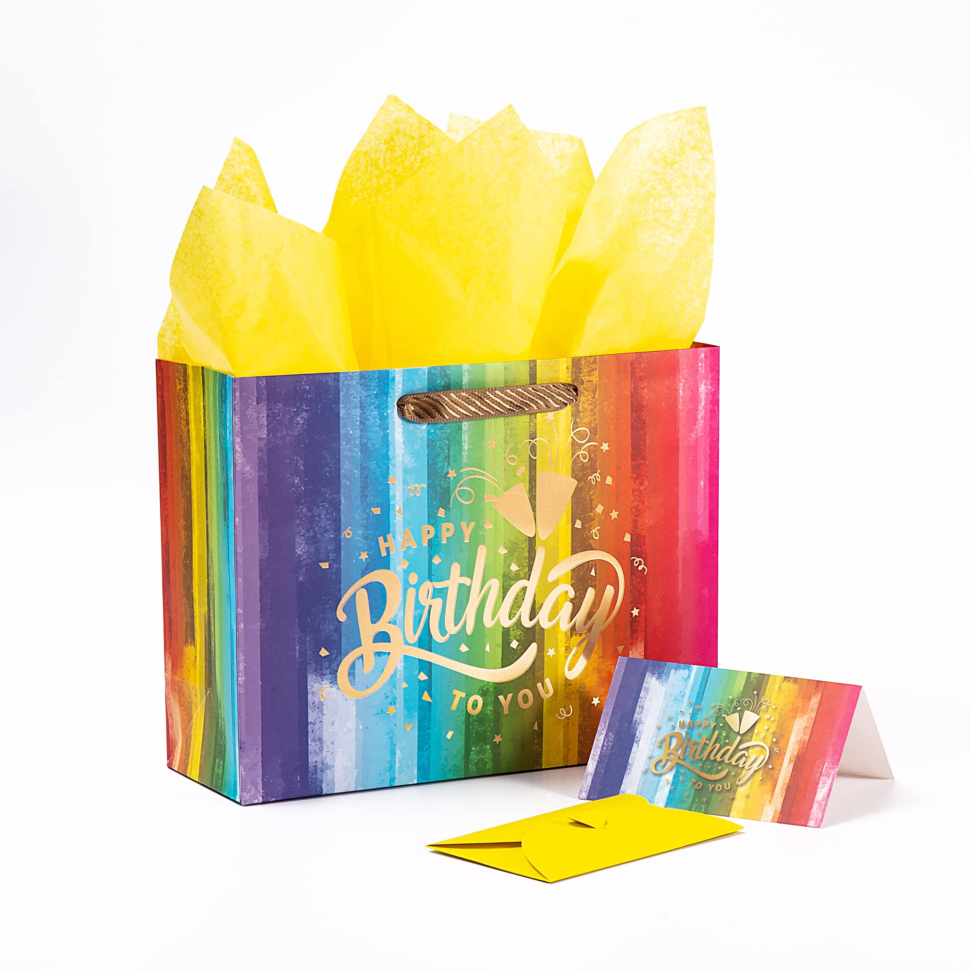 MIXMECY 13" 16.5" Large and Extra Large Gift bags for Birthday Party with Tissue Paper, Card,Surprise envelope
