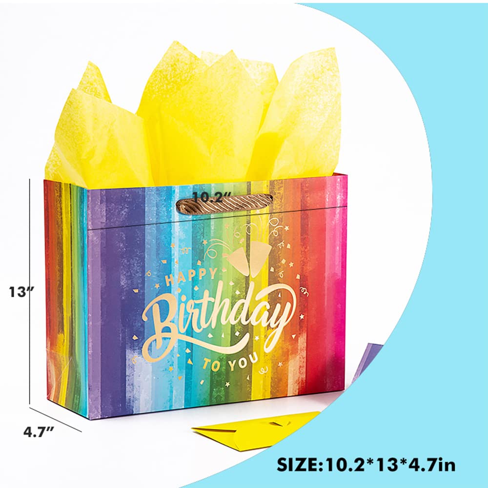 MIXMECY 13" 16.5" Large and Extra Large Gift bags for Birthday Party with Tissue Paper, Card,Surprise envelope