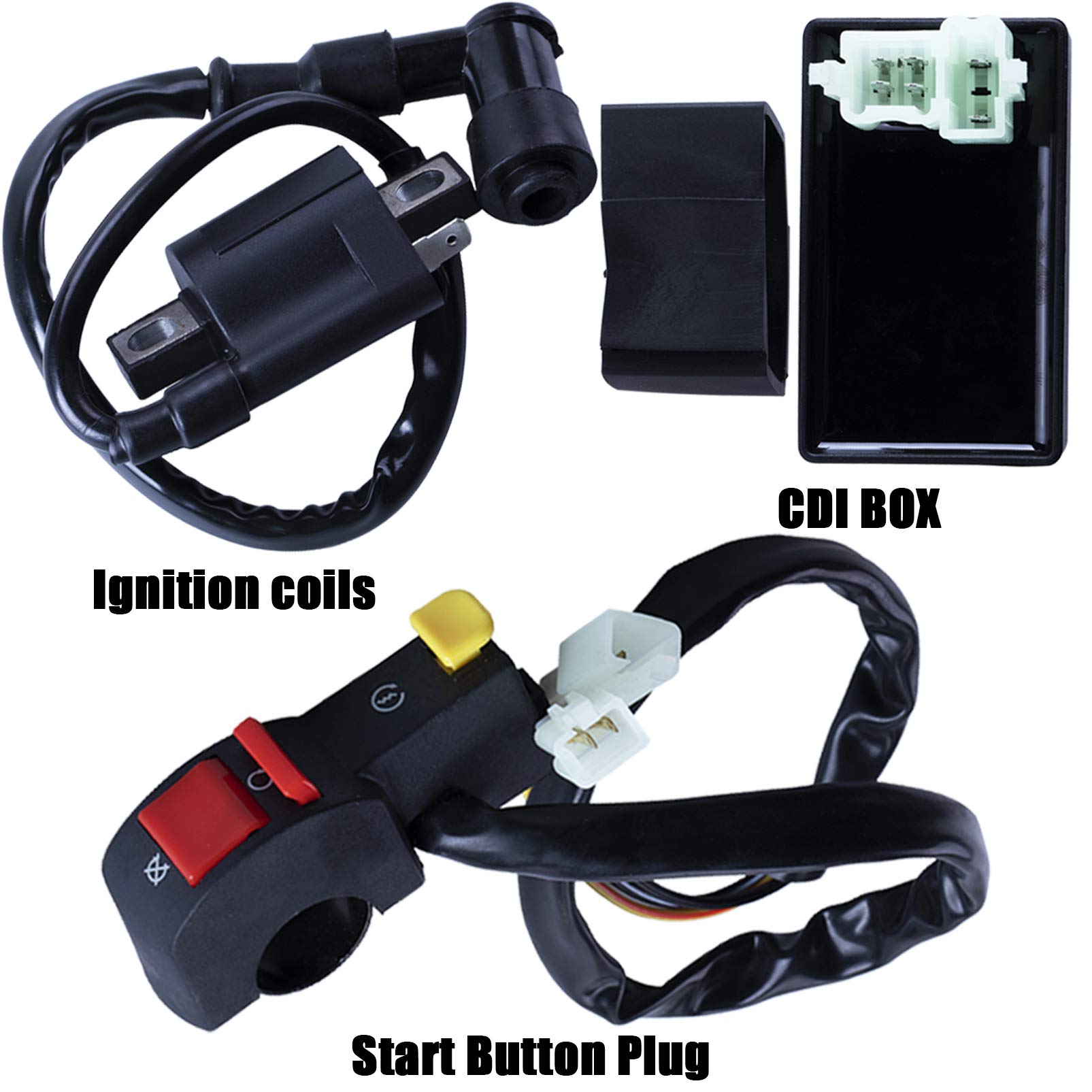 Complete Electrics Wiring Harness CDI Ignition Coil Solenoid Relay Spark Plug Kits for Chinese 4-Stroke ATV Quad Dirt Bike 150cc 200cc 250cc Go Kart by OTOHANS AUTOMOTIVE