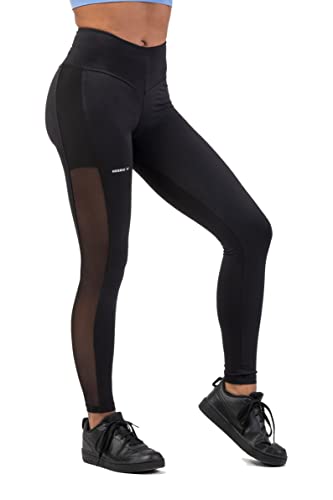 NEBBIA Black Mesh Design Leggings Breathe 401