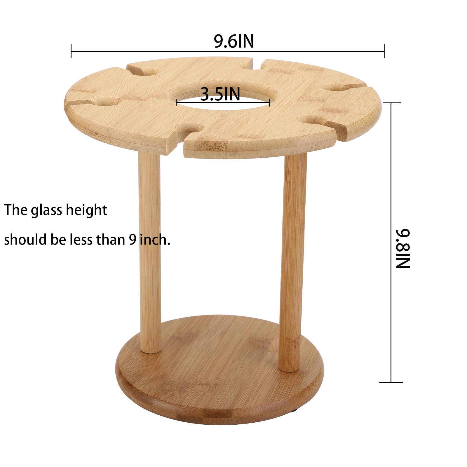 Cedilis Countertop Wine Glass Rack, Tabletop Bamboo Wine Bottle Holder, Wine Glasses Storage Stand, Holds 6 Glasses and 1 Bottle, Perfect for Home Kitchen Decor, Bar, Wine Cellar
