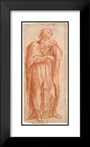 ArtDirect Cesare Nebbia 10x18 Black Modern Frame and Double Matted Museum Art Print Titled - Eleazar, Study for in Fresco in the Sixtine Chapel, Santa Maria Maggiore, Rome (1586)