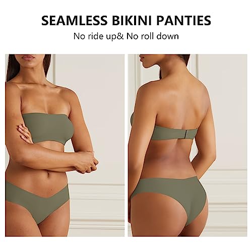 LEVAO 7 Pack Seamless Underwear for Women No Show Bikini Panties Invisible V-shaped Waistband Hipster Cheeky Underwear S-XL