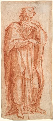 ArtDirect Cesare Nebbia 10x18 Black Modern Frame and Double Matted Museum Art Print Titled - Eleazar, Study for in Fresco in the Sixtine Chapel, Santa Maria Maggiore, Rome (1586)