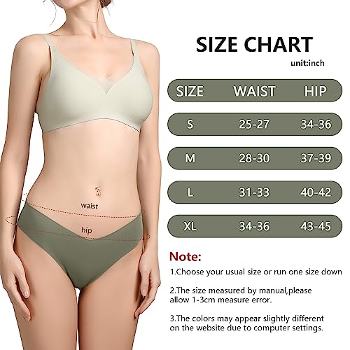 LEVAO 7 Pack Seamless Underwear for Women No Show Bikini Panties Invisible V-shaped Waistband Hipster Cheeky Underwear S-XL