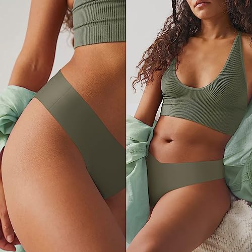 LEVAO 7 Pack Seamless Underwear for Women No Show Bikini Panties Invisible V-shaped Waistband Hipster Cheeky Underwear S-XL