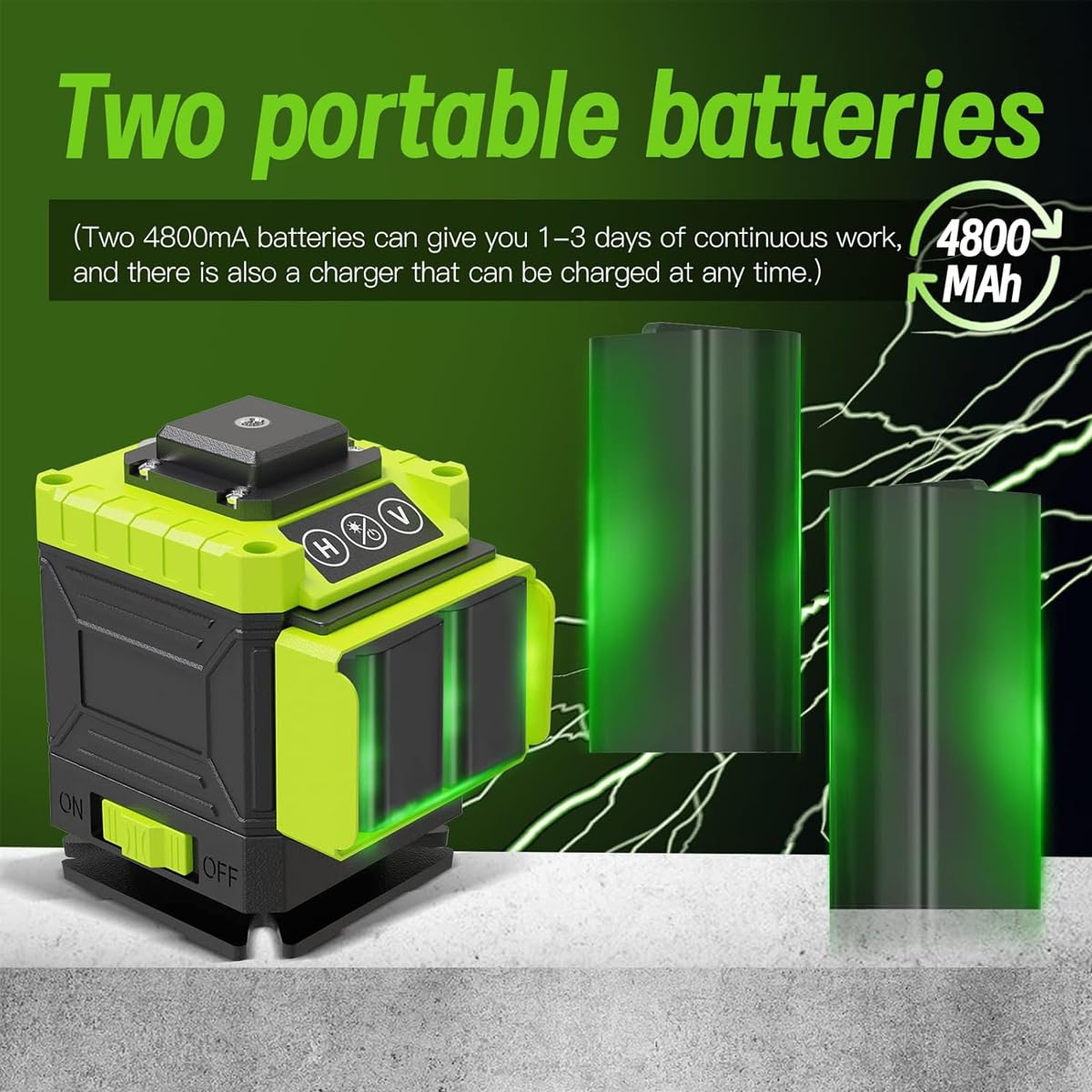Susbie Laser Level -3x360° Cross Line Laser for Construction and Picture Hanging-12 Green Lasers with Self-leveling-Level Tool with 10000 mAh Rechargeable Battery