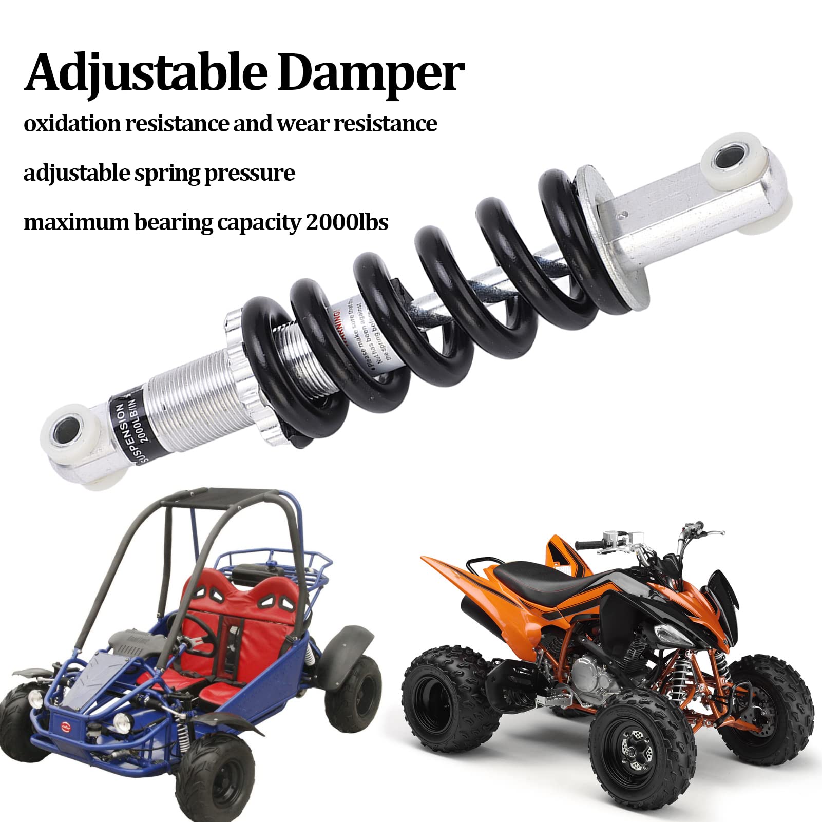 gone Kart Shocks, 215mm Rear damper adjust Damper 2000lbs Universal gone Kart Parts for Mini sewage Bikes ATVs Mountain Bikes