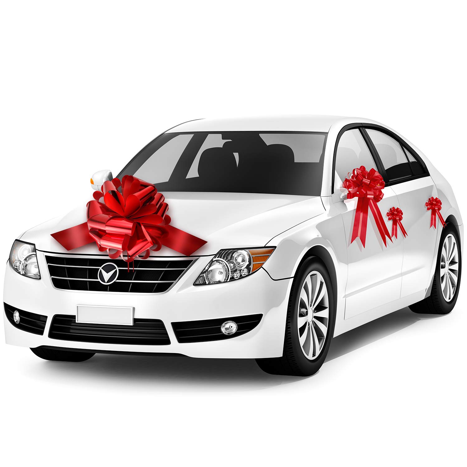 6 Pieces Large Car Bow, Include 20 Inch Car Ribbon Bow and 5 Pieces 6 Inch Pull Bow Car Decoration New Houses Wedding