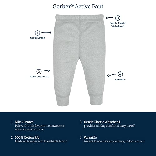 Gerber Baby Girls Toddler Multi-Pack Premium Pants Leggings pink/black/gray Newborn