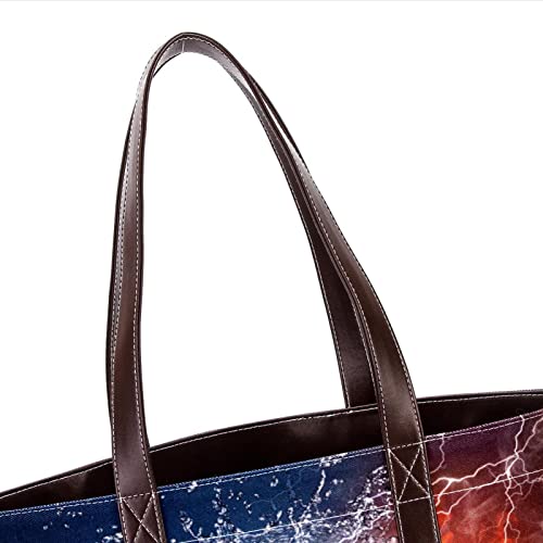 Water and Fire Dart Tote Bags Large Leather canvas Purses and Handbags for Women Top Handle Shoulder Satchel Hobo Bags