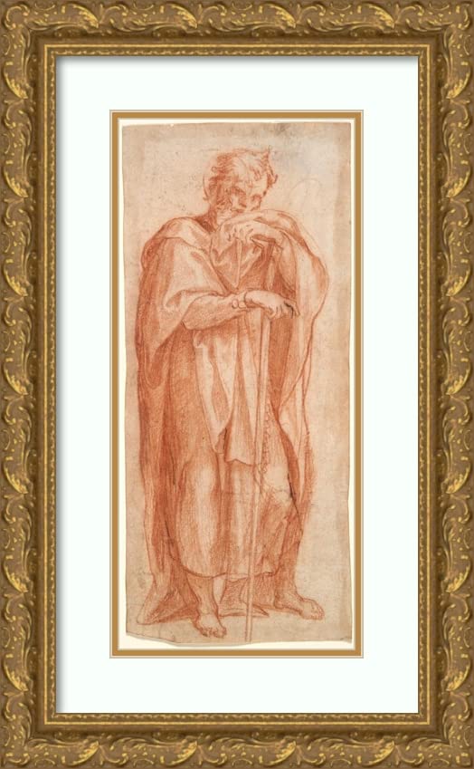 ArtDirect Cesare Nebbia 13x24 Gold Ornate Framed and Double Matted Museum Art Print Titled: Eleazar, Study for in Fresco in the Sixtine Chapel, Santa Maria Maggiore, Rome (1586)