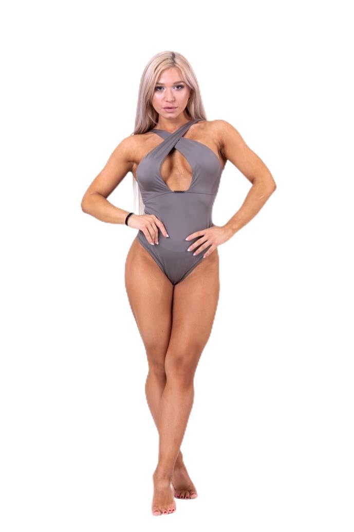 NEBBIA Sexy Monokini Swimsuit with Refined Neckline 675 (Medium, Metallic)