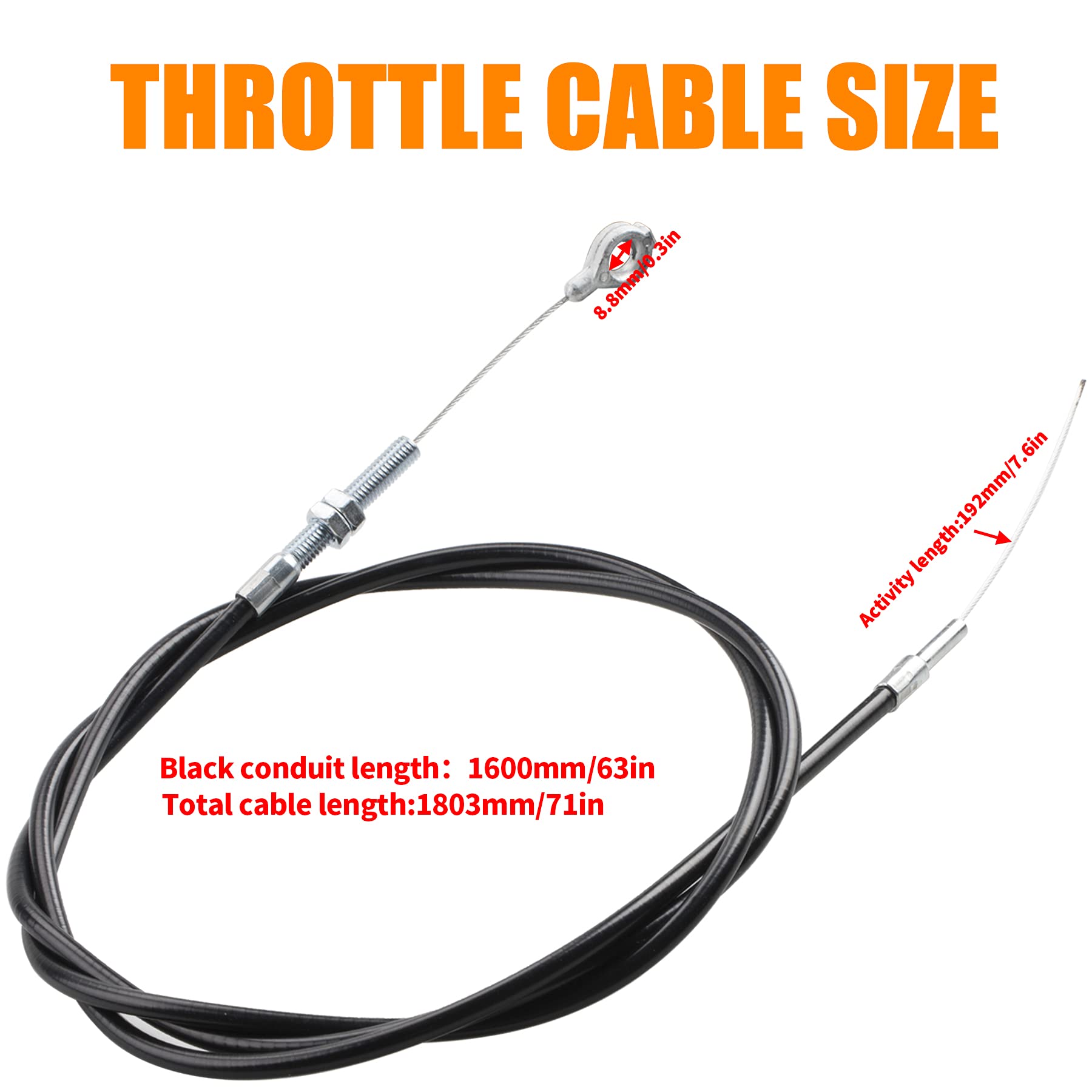 MRELC Universal Throttle Cable Compatible with Manco Go Kart 8252-1390 Go Cart,wire 71" With 63" Casing,Two sets of throttle cable for karting