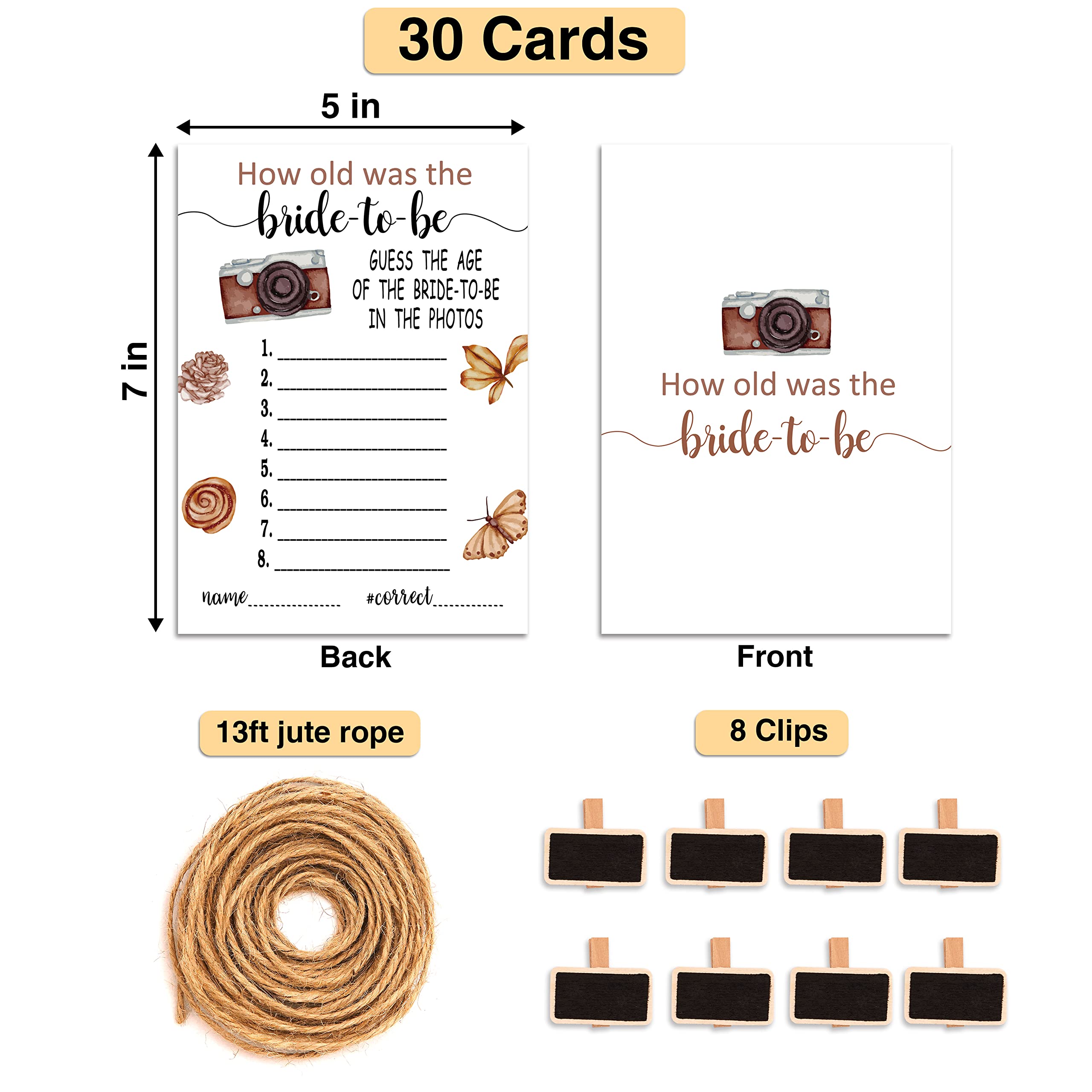 Bridal Shower Games - How Old Was The Bride-To-Be Card Game - Wedding Shower Games - Bachelorette/Engagement Party Supplies Decorations(02)