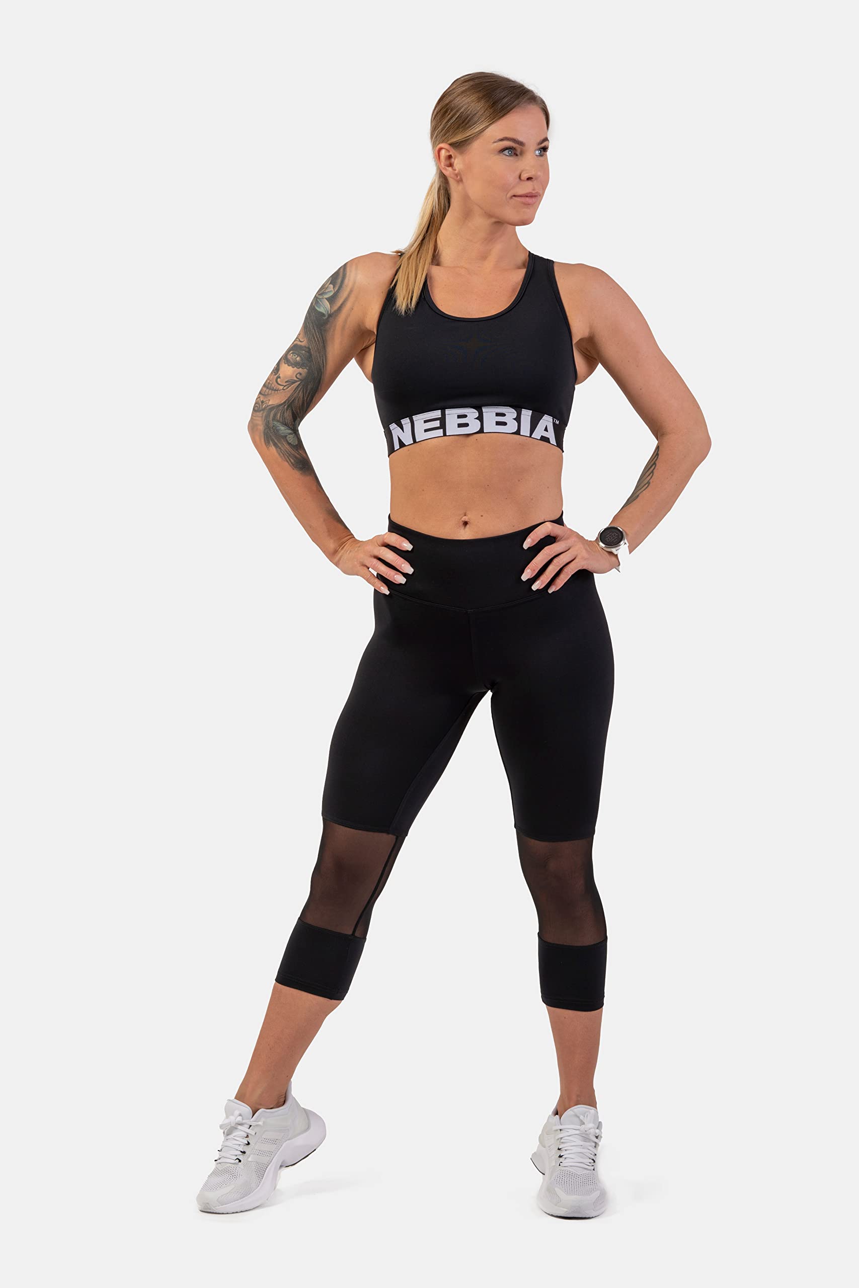 NEBBIA Medium Impact Cross Back Sports Bra 410 Black